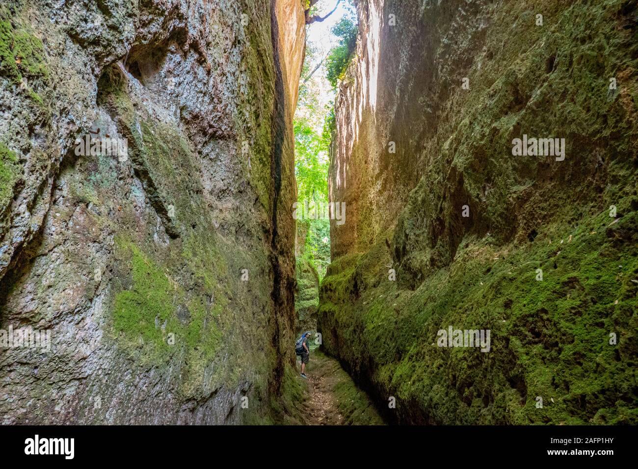 The narrow path excavated in the rock by etruscan civilization named ...