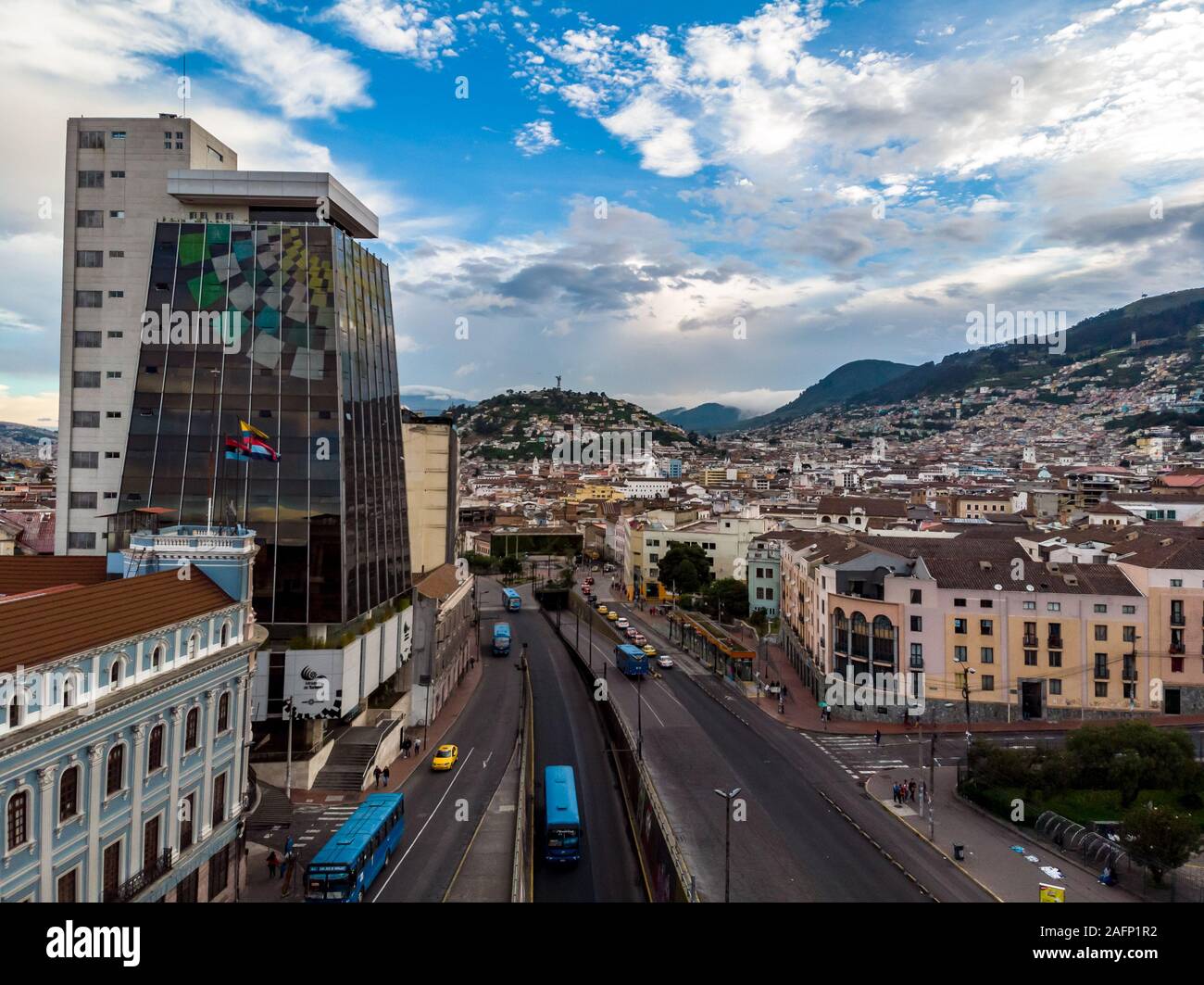 Entrance to the historic center of Quito where the modern city of the ...