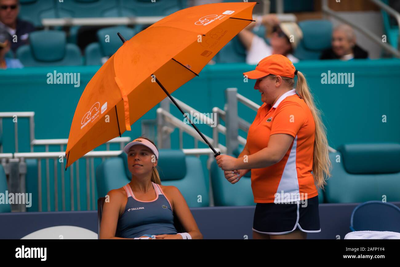 Anett Kontaveit of Estonia during her semi-final match at the 2019 Miami Open WTA Premier ...