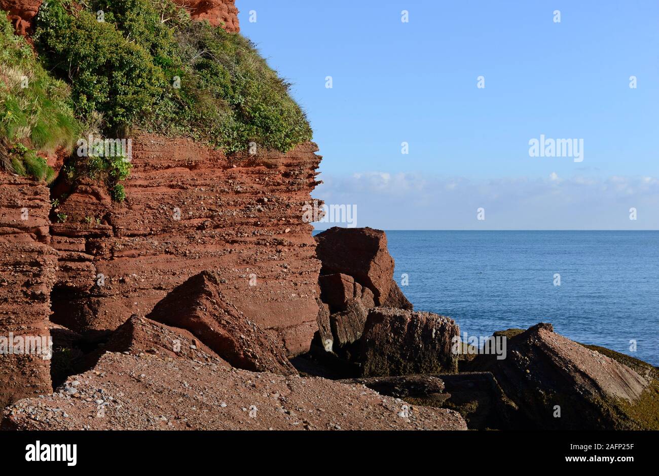 Devonian era rocks at Oyster cove south of Paignton, Devon, UK, in the ...