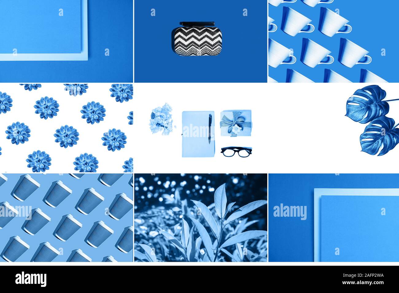 Fashion collage made with photos inspired by classic blue color of the ...