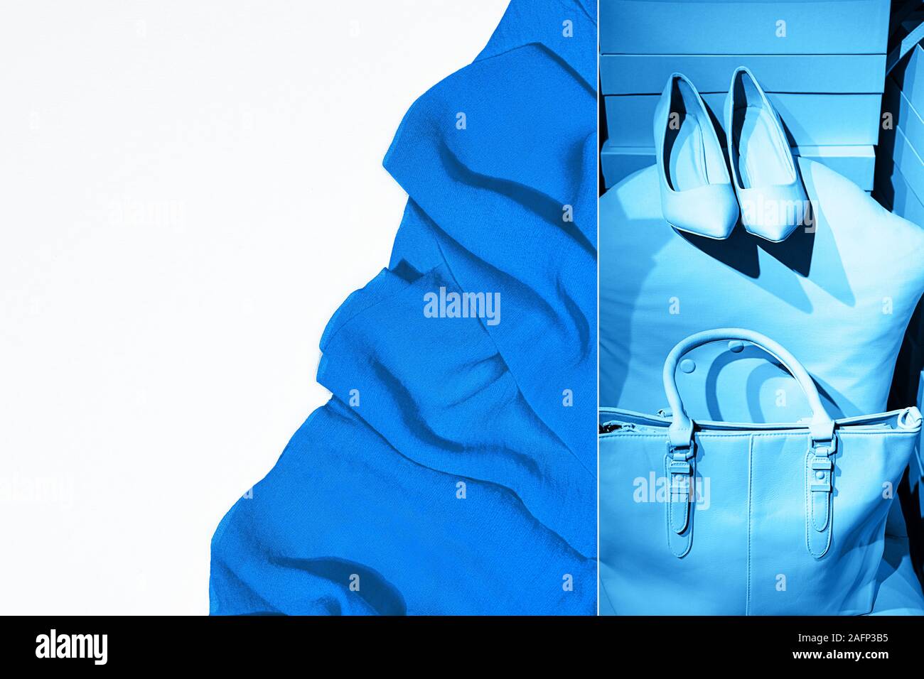 Fashion collage made with photos inspired by classic blue color of the ...