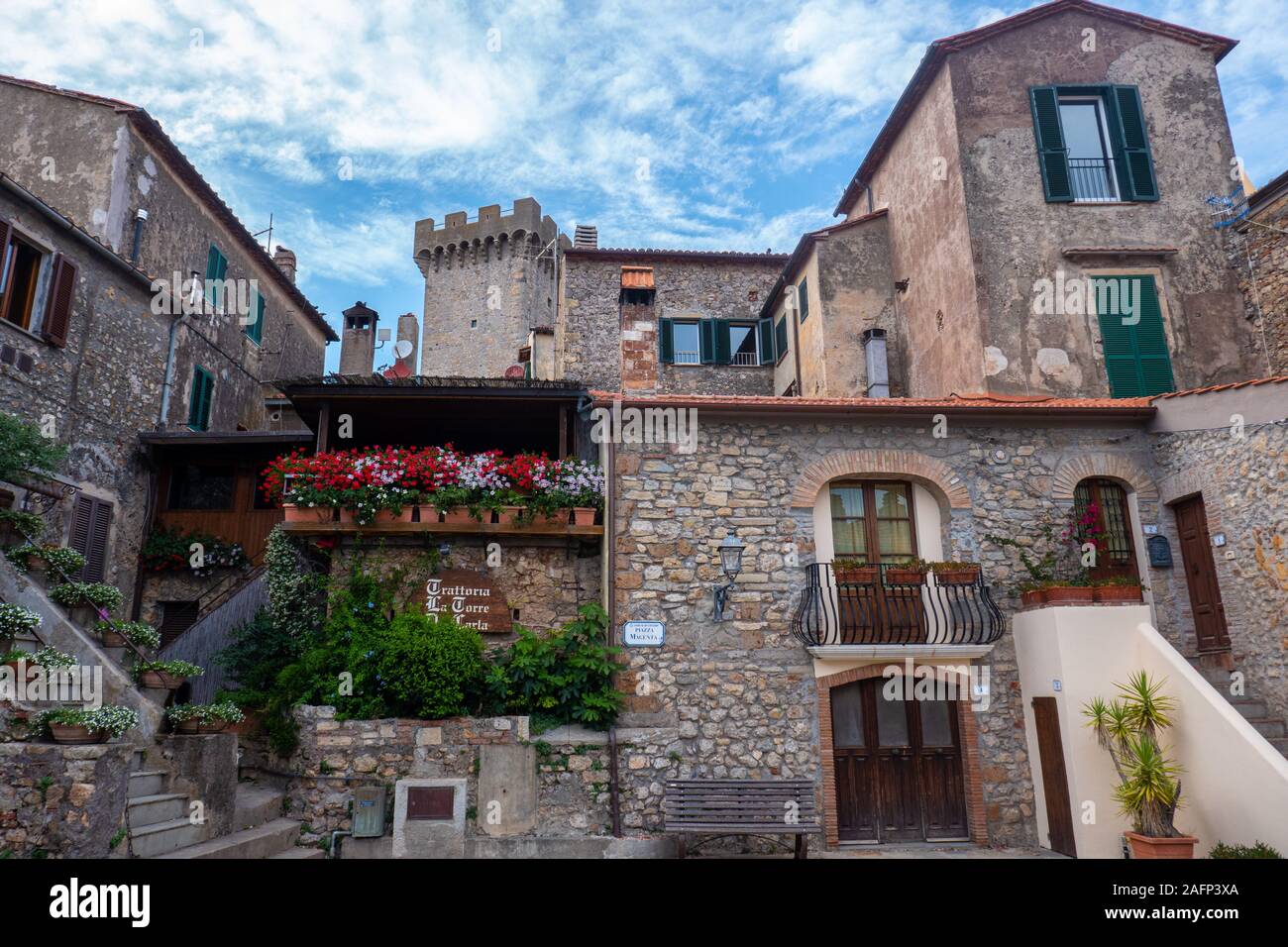 The main square of city of Capalbio in Tuscany Italy Stock Photo - Alamy