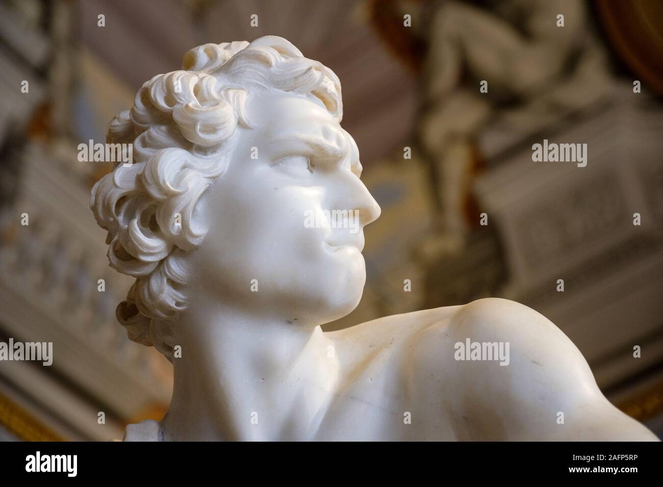 Bernini statue, Italian art, detail of sculpture of David, Gian Lorenzo ...
