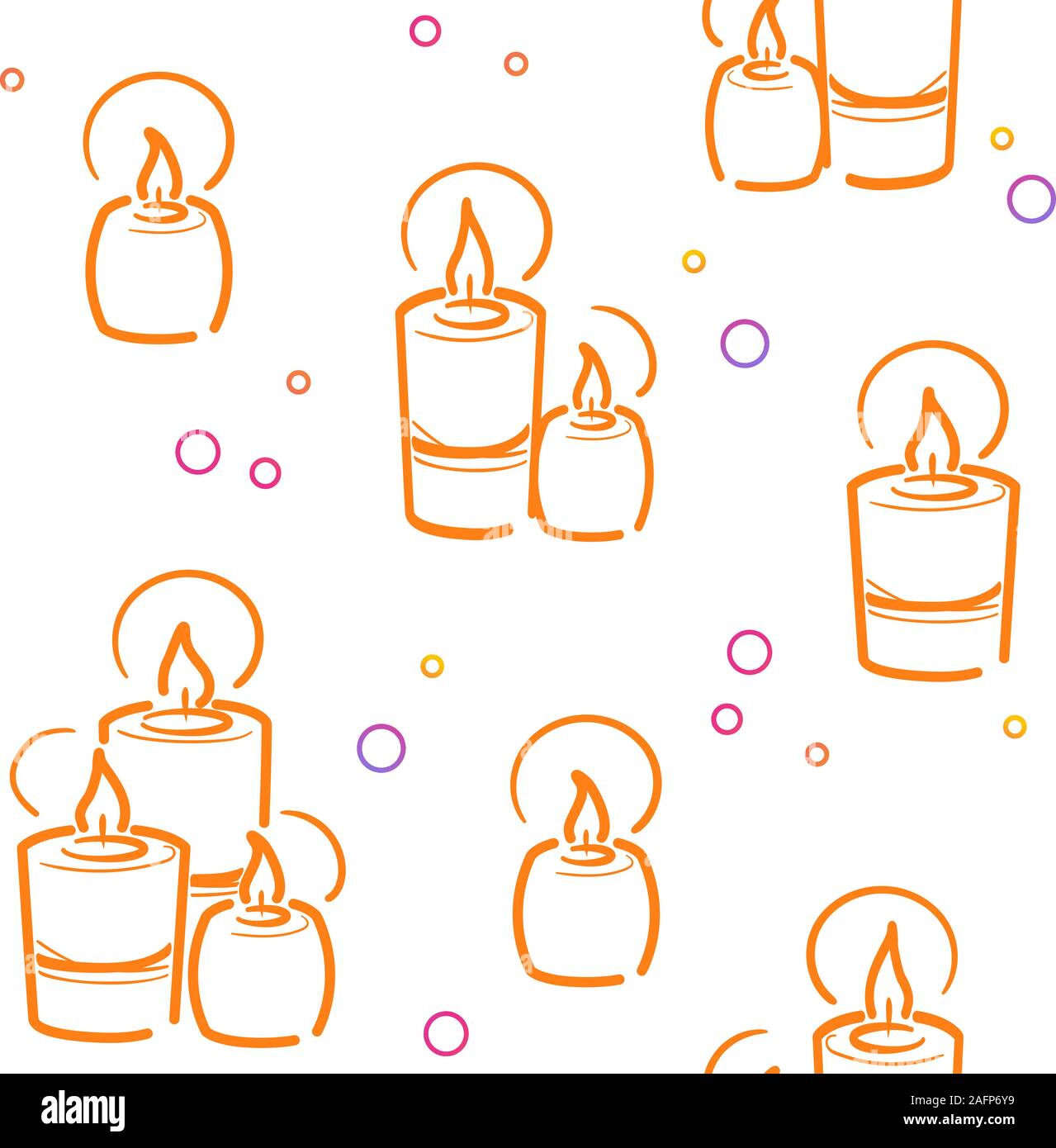 Candles seamless pattern in yellow line on white background. Textile ...