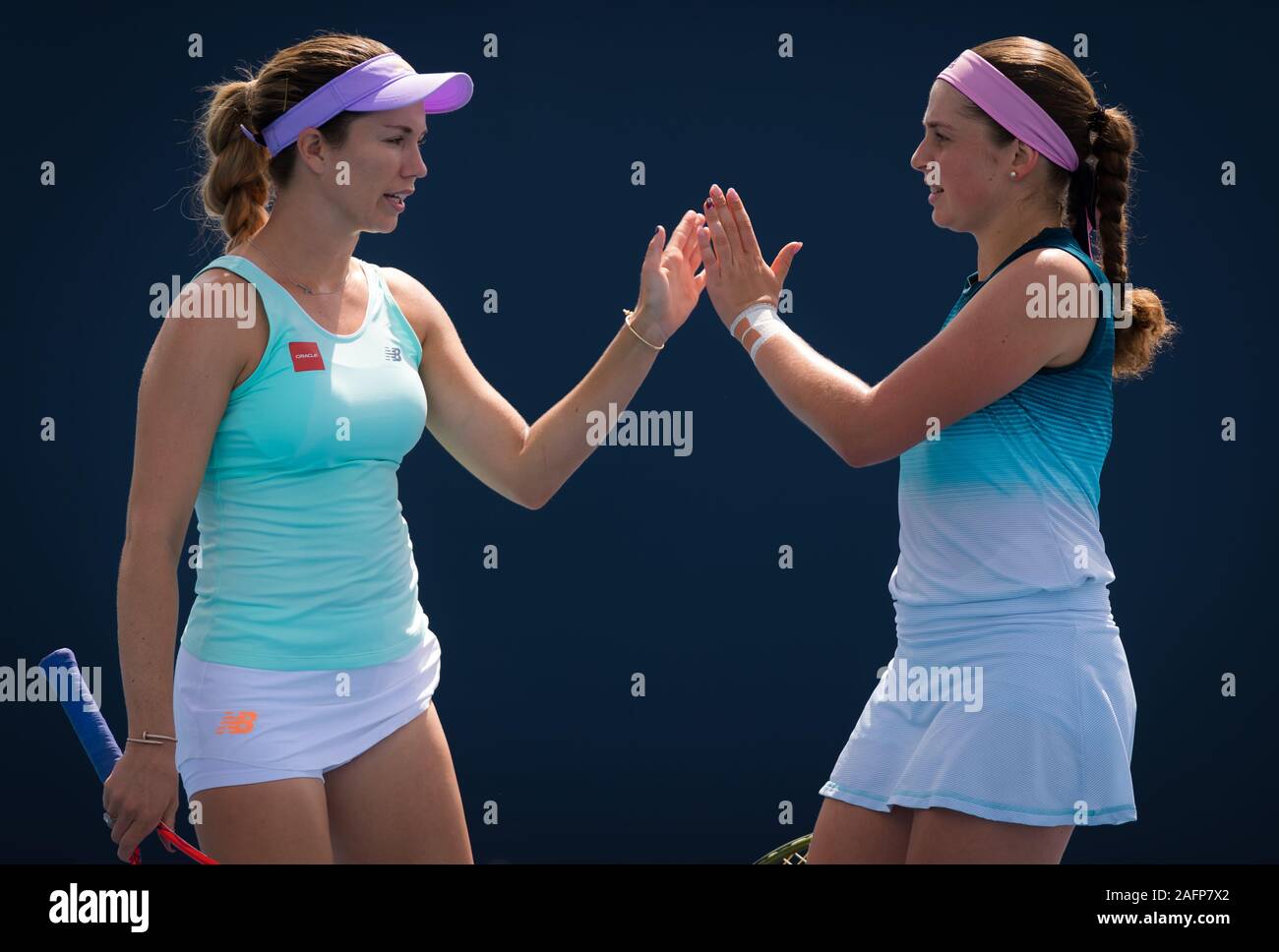 Danielle Collins of the United States & Jelena Ostapenko of Latvia ...