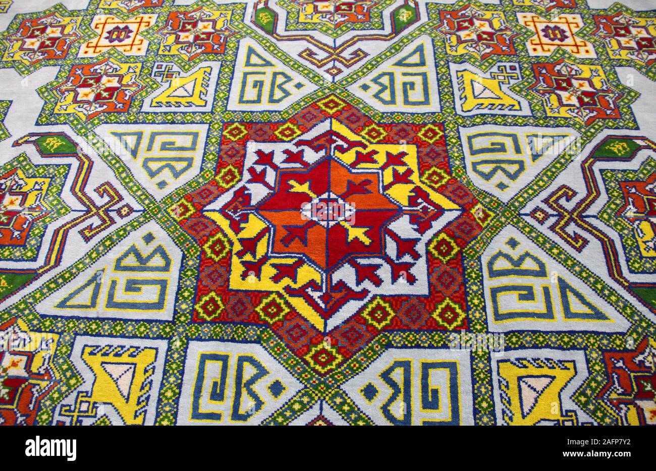 Carpet on the floor of Turkmenbasy Ruhy Mosque at Gypjak village in ...