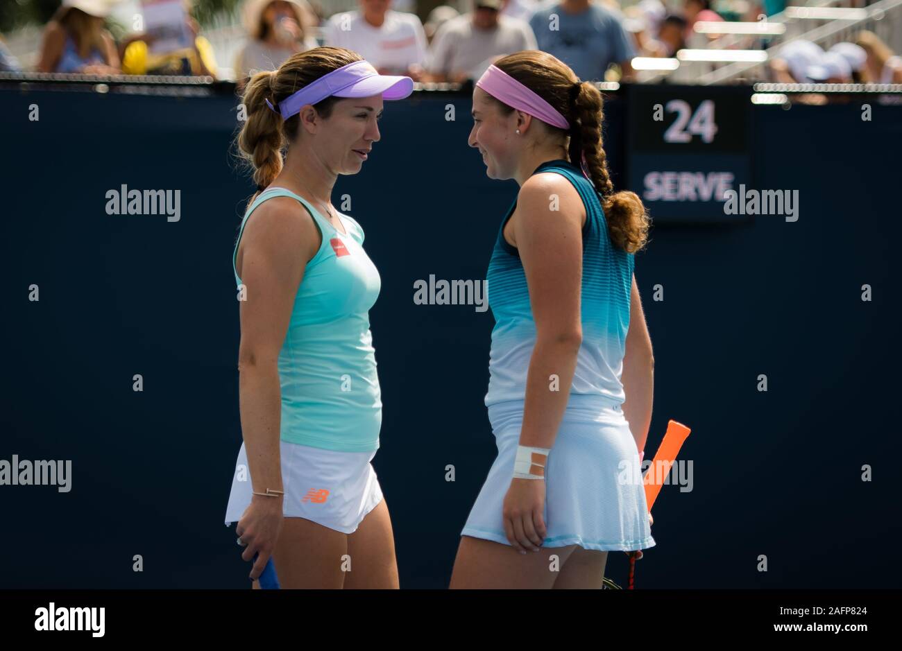 Danielle Collins of the United States & Jelena Ostapenko of Latvia ...