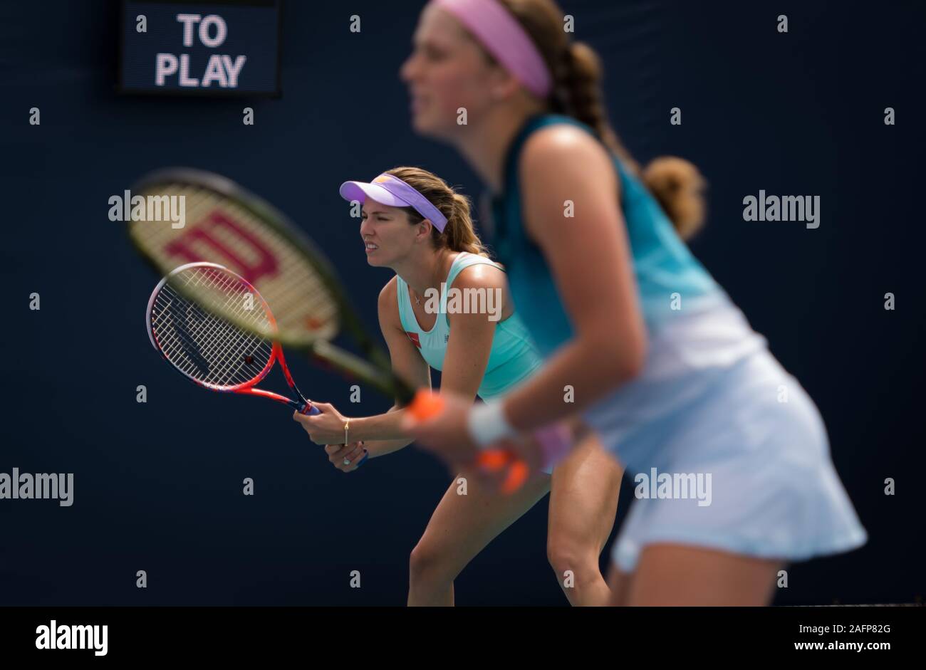Danielle Collins of the United States & Jelena Ostapenko of Latvia ...
