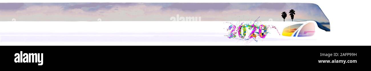 Fast car or white stretch limo driving to 2020 New Years Eve party with ...