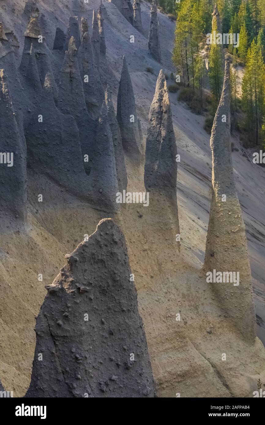 The Pinnacles, eroded welded vents from pyroclastic deposits in Crater ...