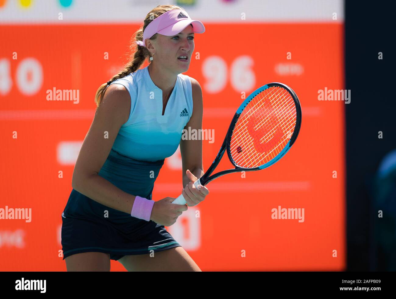 Kristina Mladenovic of France in action during the first round at the ...