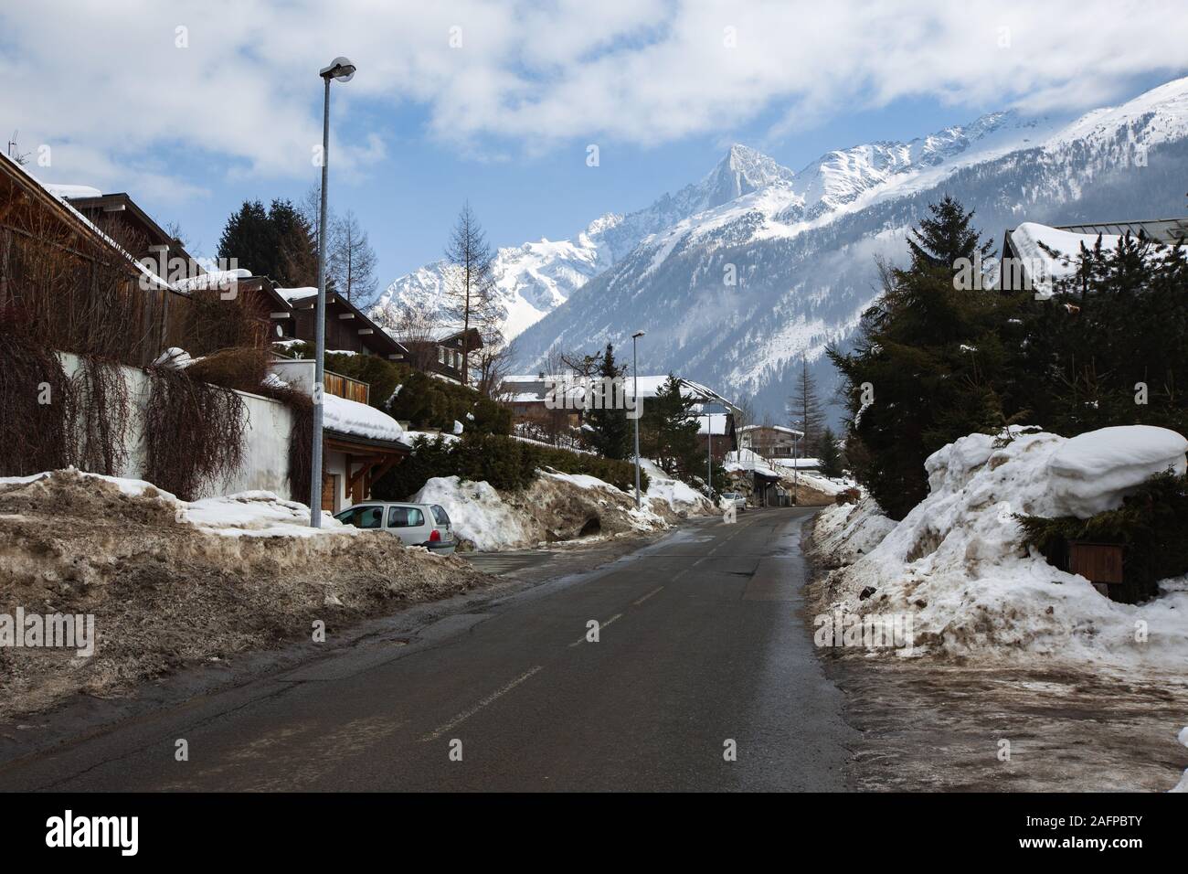 france chamonix vilage mountain glacier snow Stock Photo - Alamy