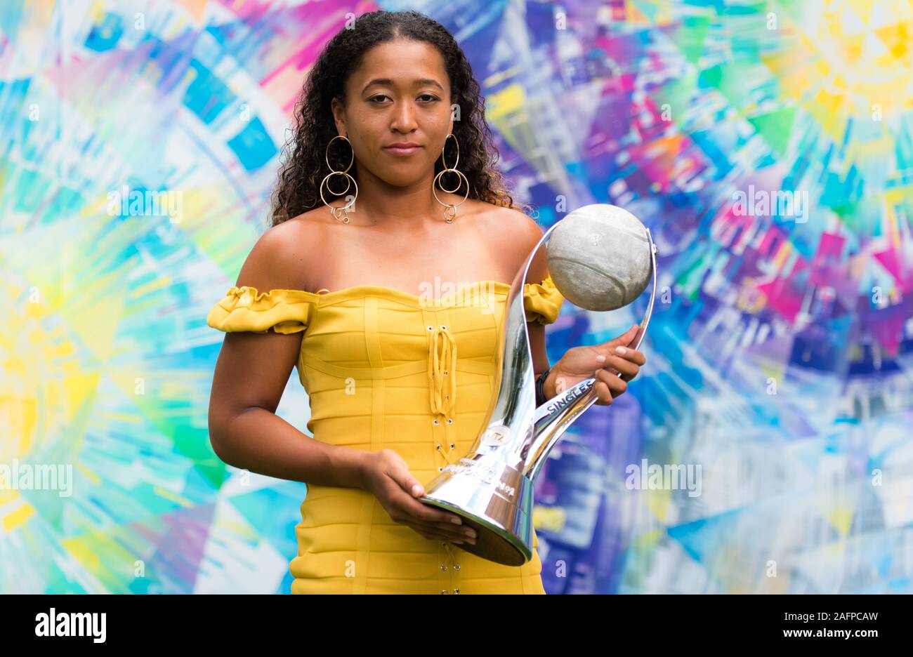 Naomi Osaka of Japan receives the WTA World Number One trophy ahead of ...
