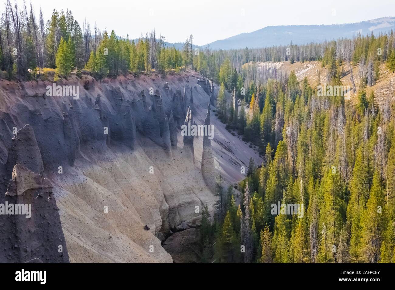 The Pinnacles, eroded welded vents from pyroclastic deposits in Crater ...