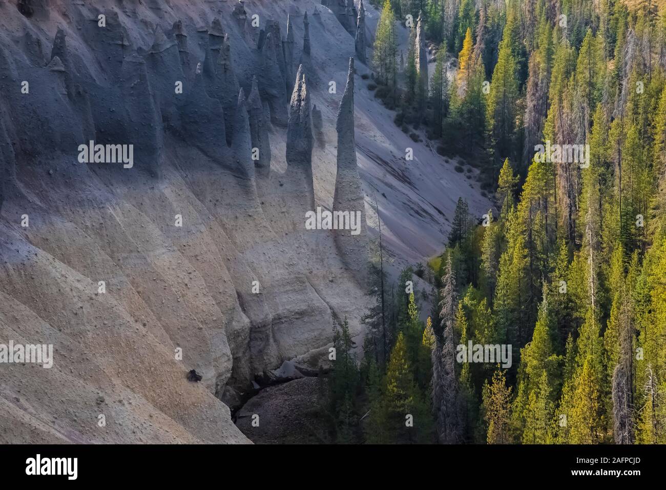 The Pinnacles, eroded welded vents from pyroclastic deposits in Crater ...