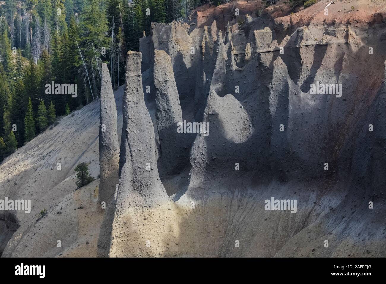 The Pinnacles, eroded welded vents from pyroclastic deposits in Crater ...
