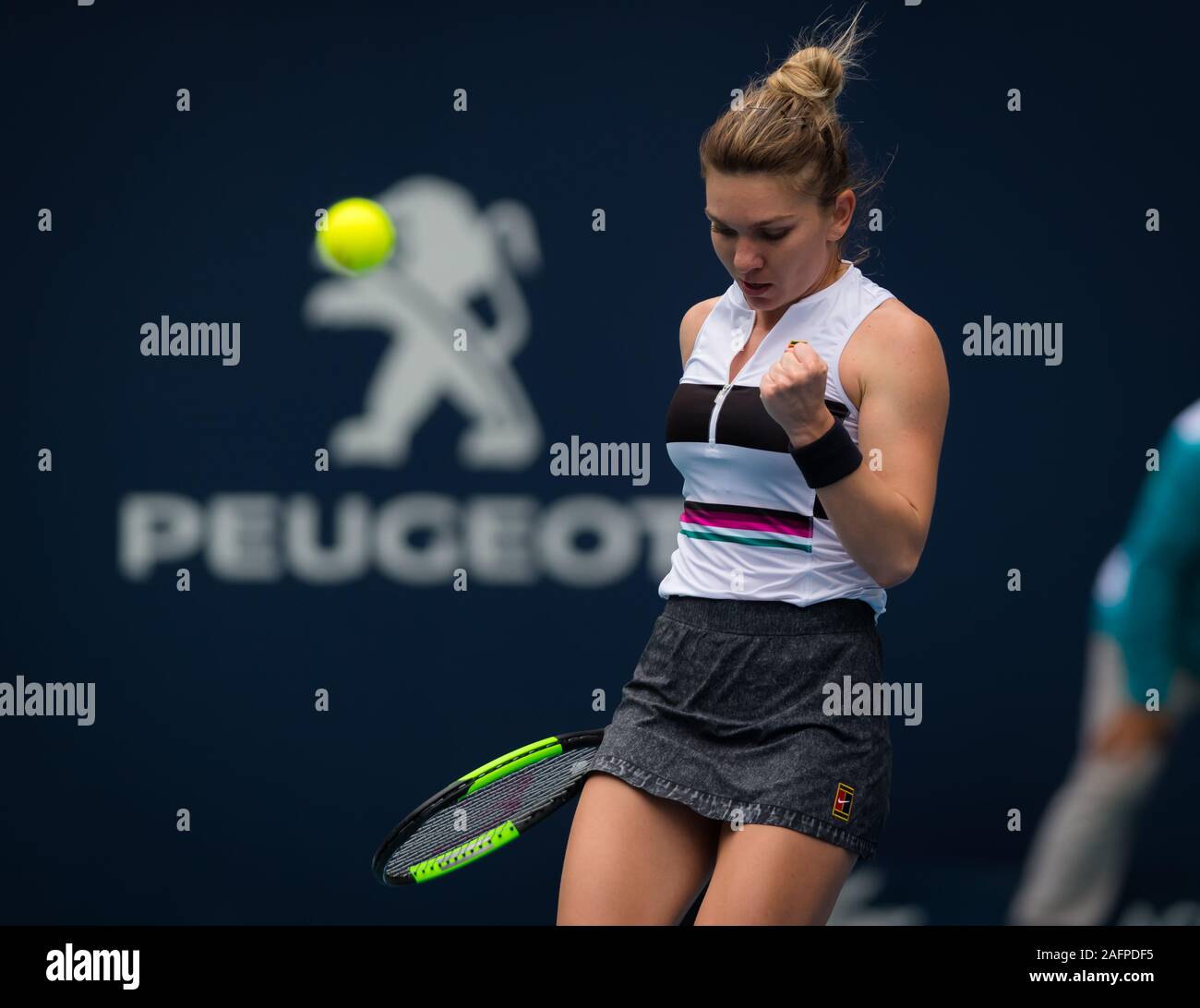 Polana Hercog of Slovenia & Simona Halep of Romania in action during ...