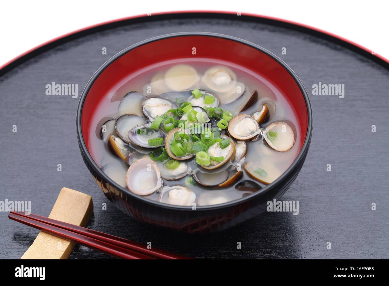 Japanese food, Miso soup of shijimi in a bowl on tray Stock Photo - Alamy