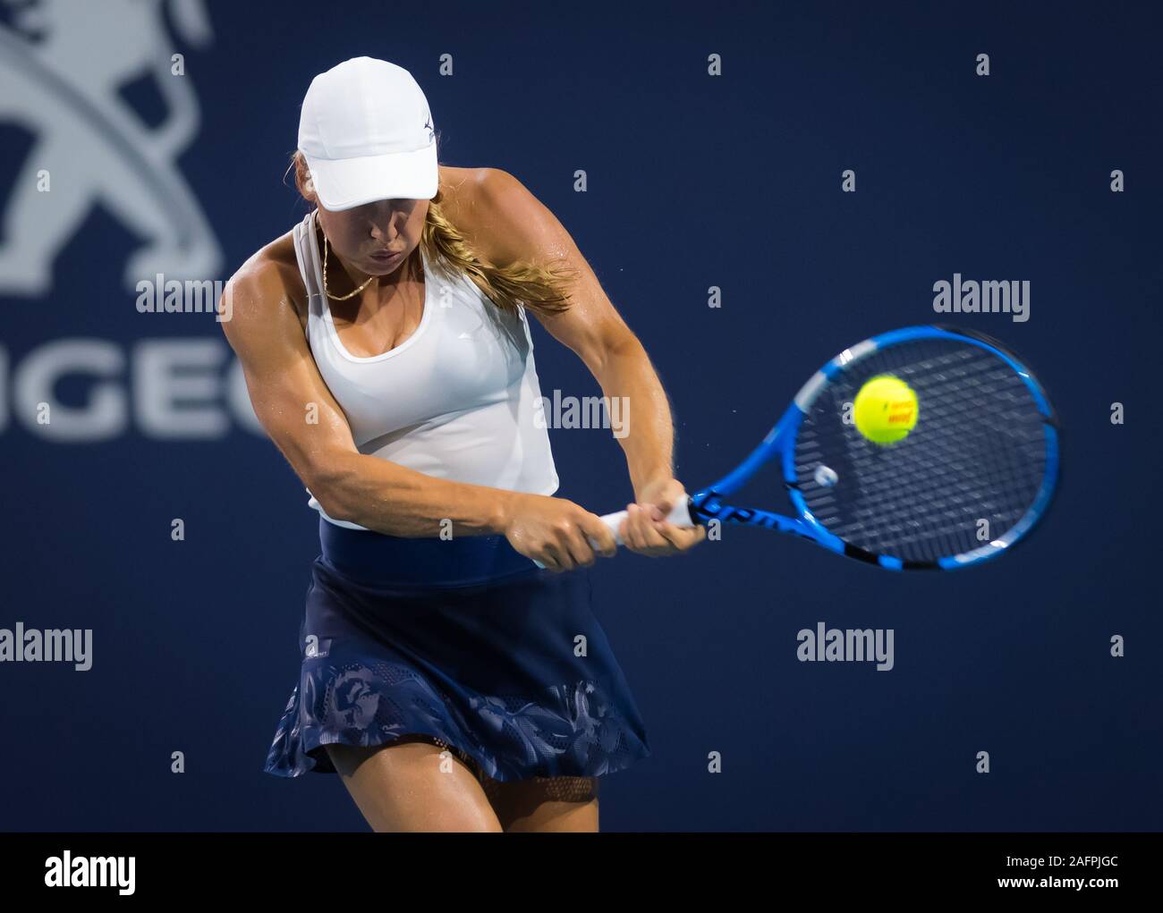 Yulia Putintseva of Kazakhstan in action during her fourth-round match ...