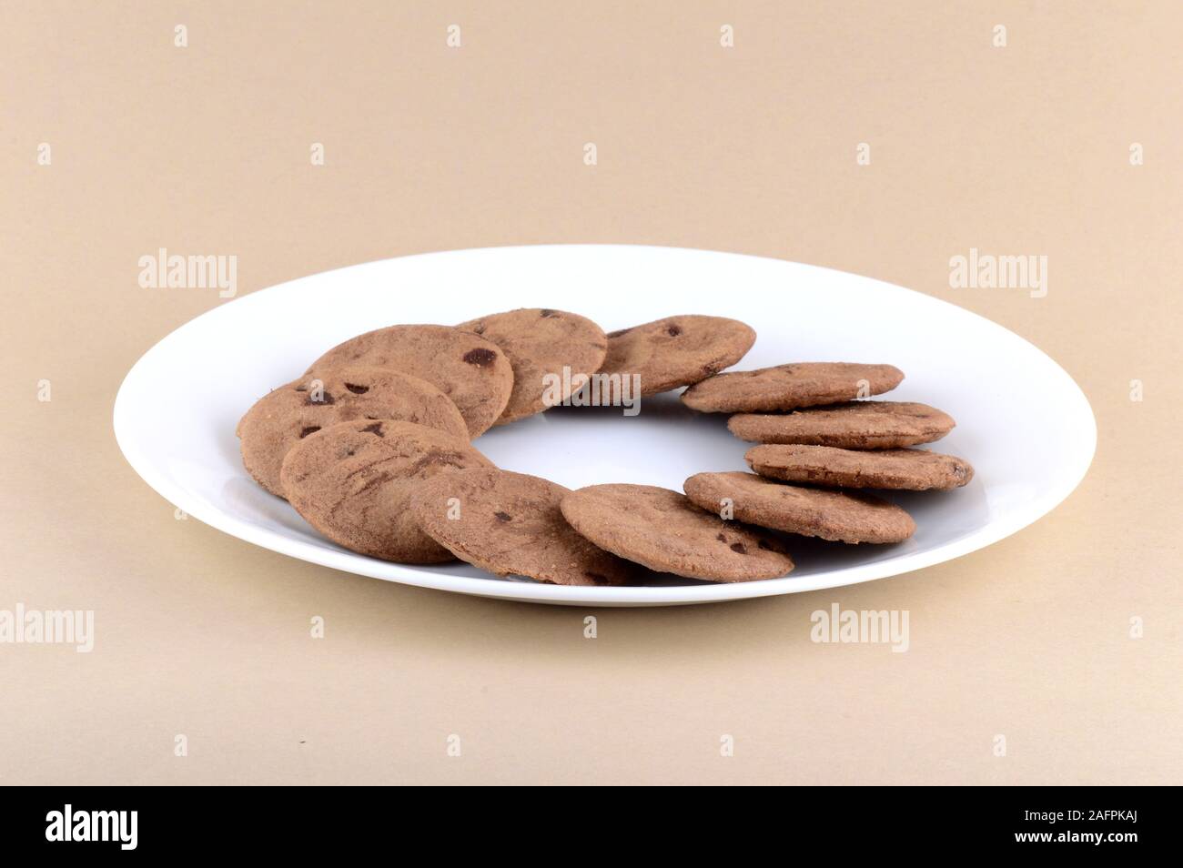 Chocolate Chip Cookie in plate Stock Photo - Alamy