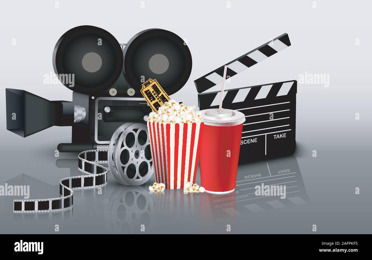 Film, popcorn and drink Stock Vector Image & Art - Alamy