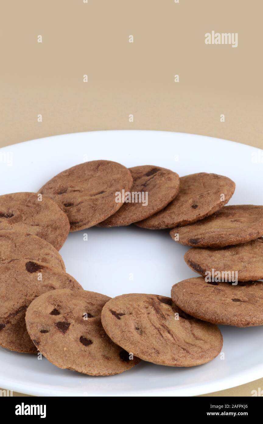 Chocolate Chip Cookie in plate Stock Photo - Alamy