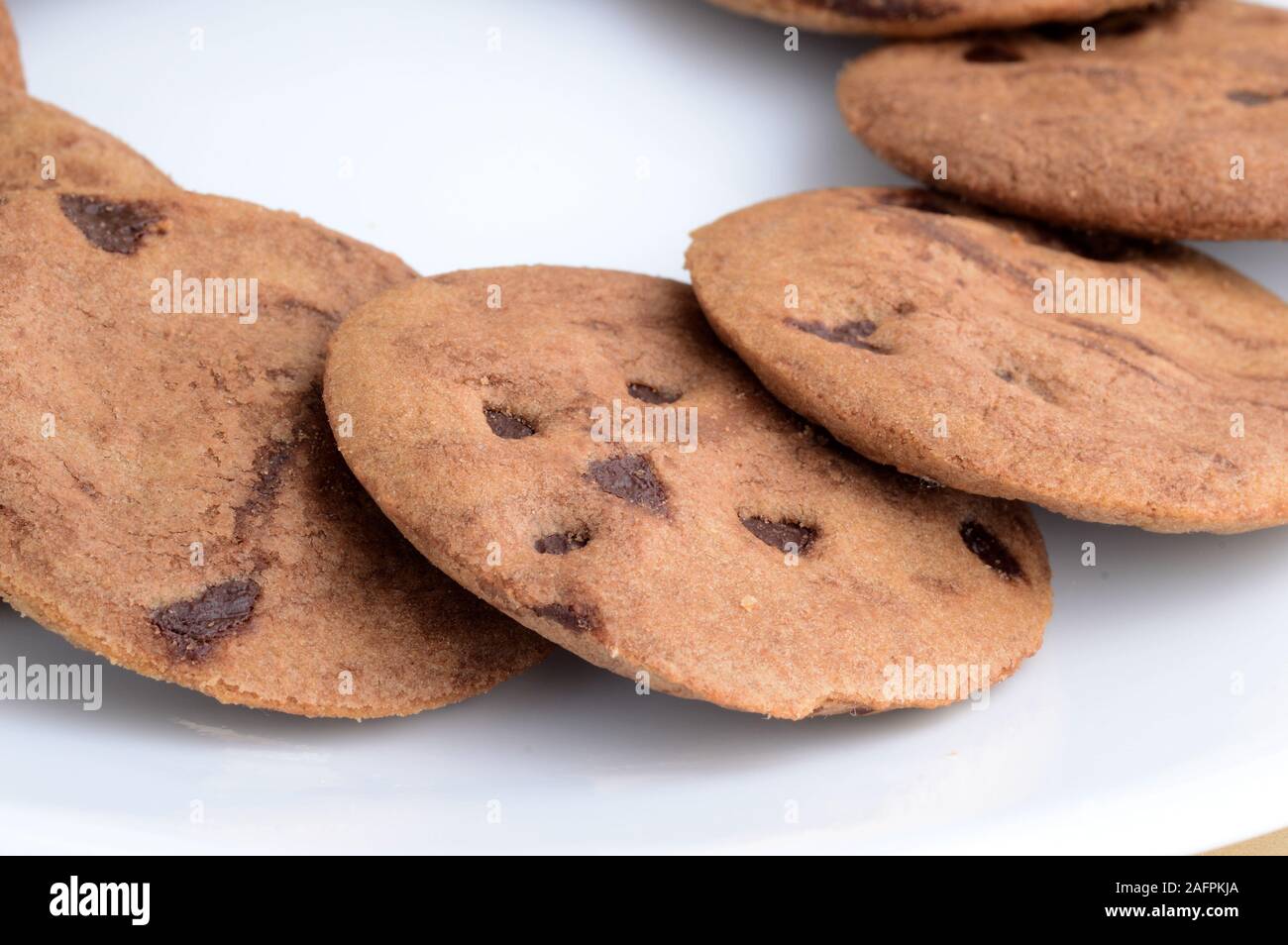 Chocolate Chip Cookie in plate Stock Photo - Alamy