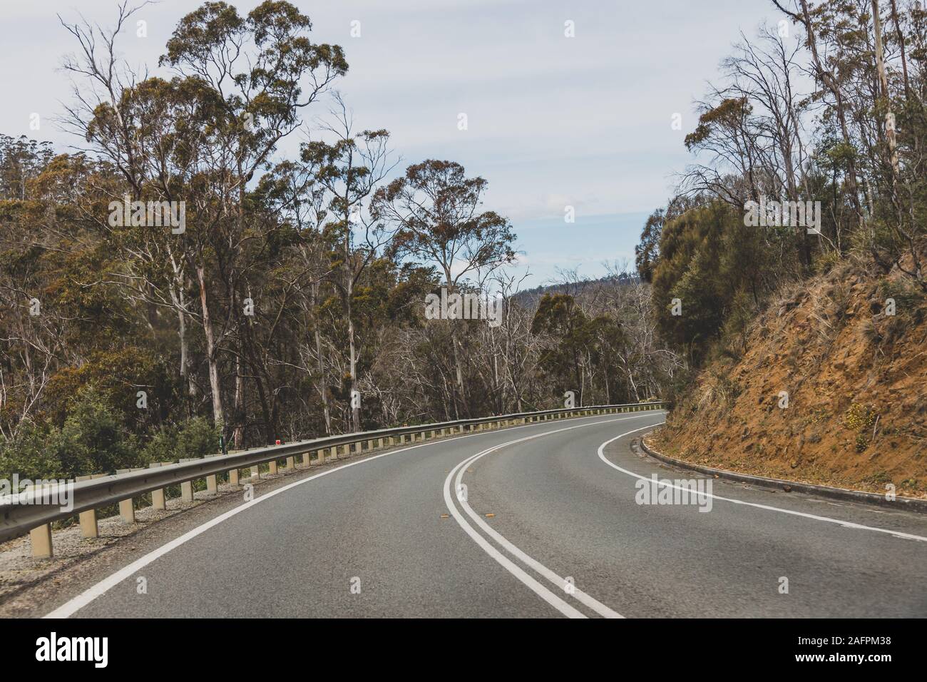 Australian countryside road trip view from the car with empty road and ...