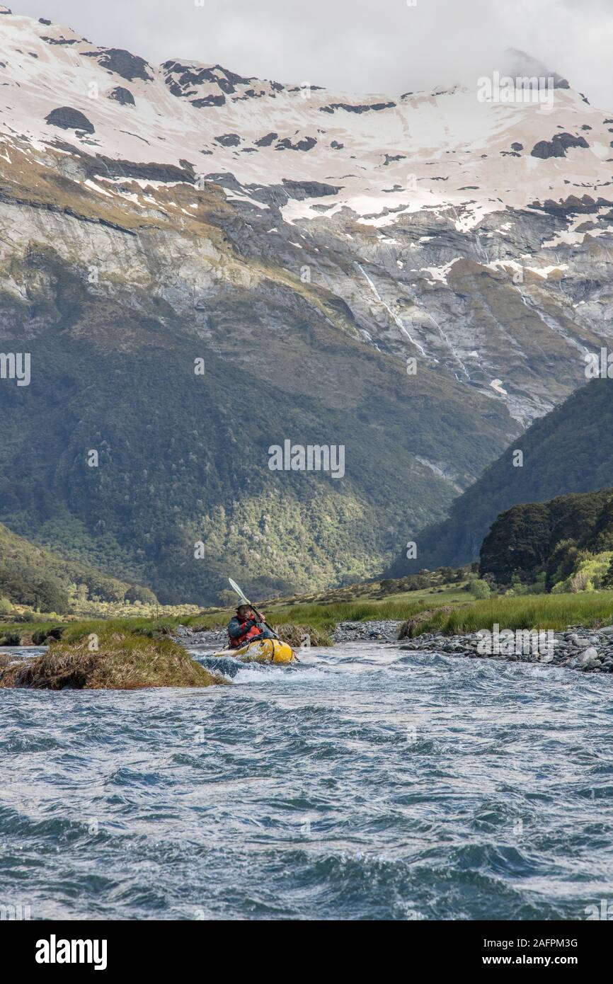 Pack-rafting, South Island, New Zealand Stock Photo - Alamy