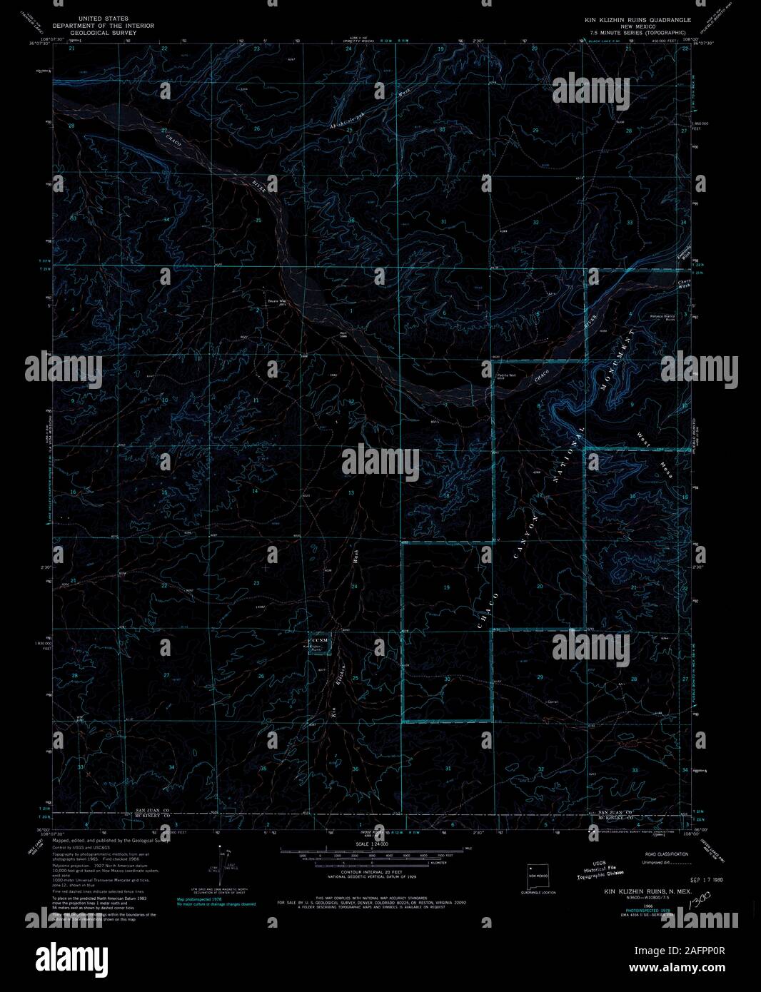 USGS TOPO Map New Mexico NM Kin Klizhin Ruins 191106 1966 24000 ...