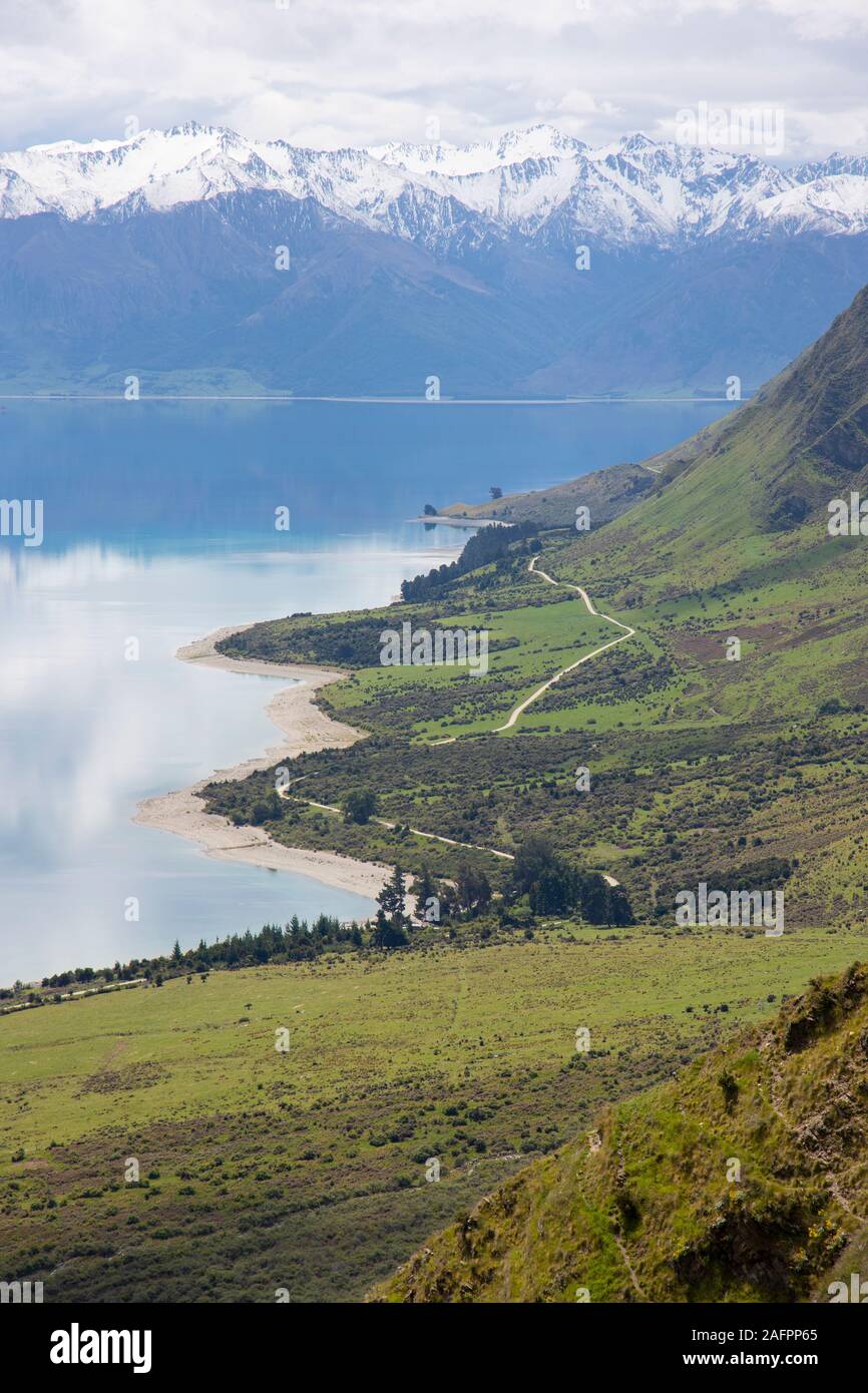 View of Lake Hawea, South Island, New Zealand Stock Photo - Alamy