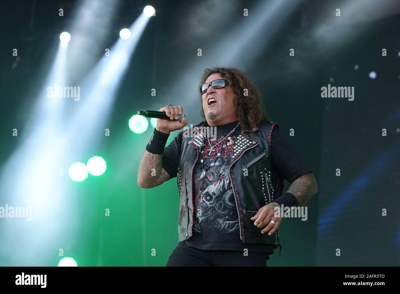 Rio de Janeiro, Brazil, October 4, 2019. Lead singer Chuck Billy of the ...