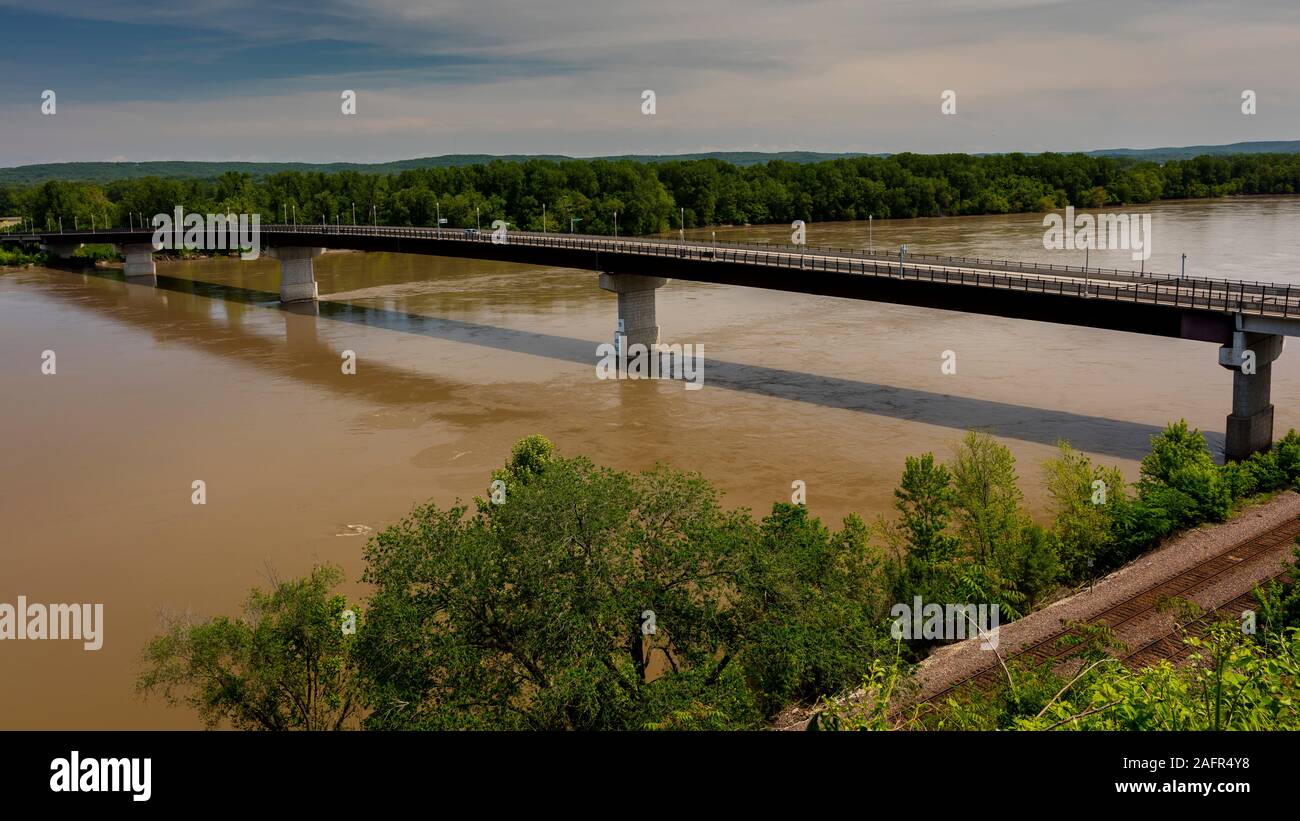 MAY 17 2019, HERMANN MISSOURI USA - The Hermann Bridge was a ...