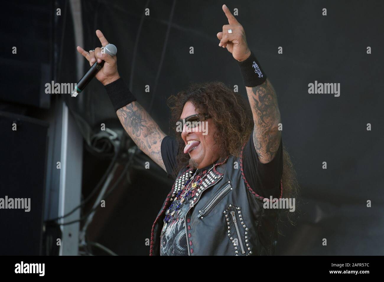Rio de Janeiro, Brazil, October 4, 2019. Lead singer Chuck Billy of the ...