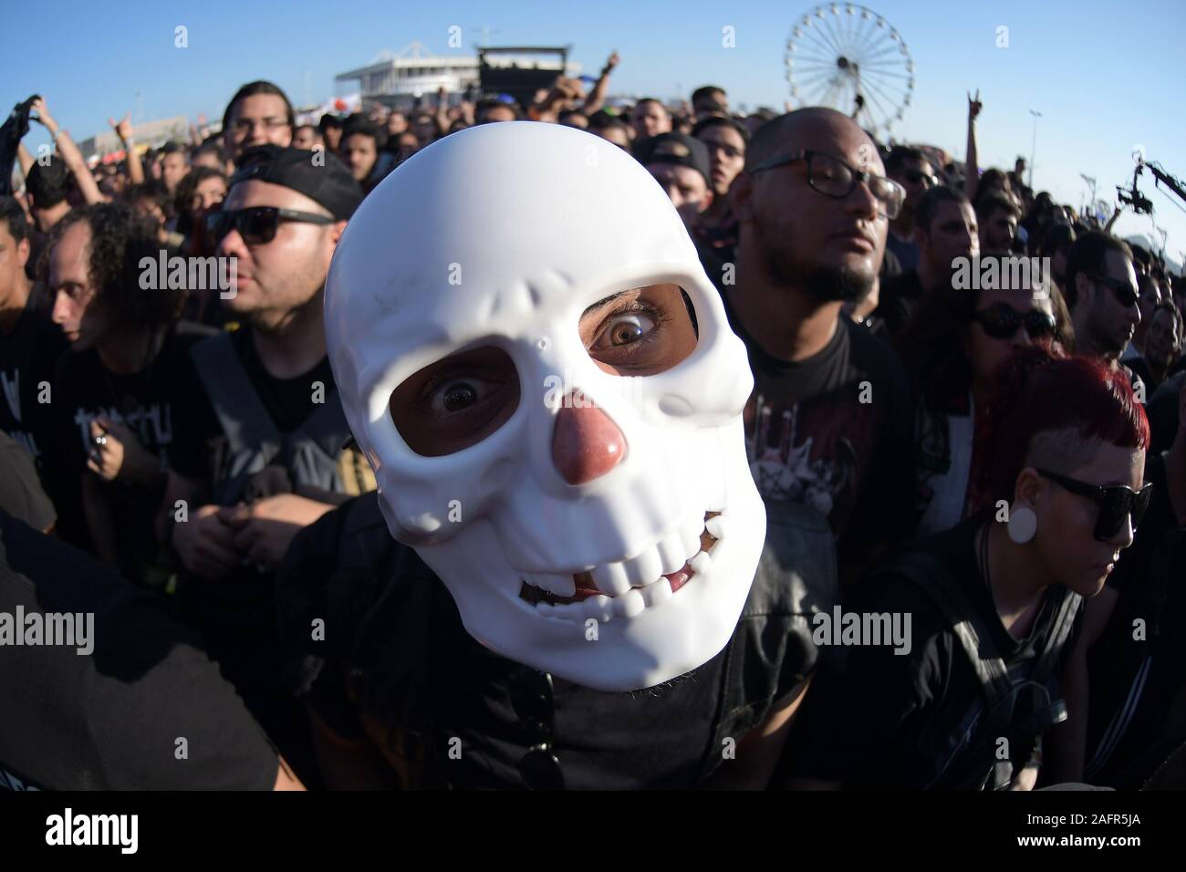 Rio de Janeiro, Brazil, October 4, 2019. Rockers enjoying the concert ...