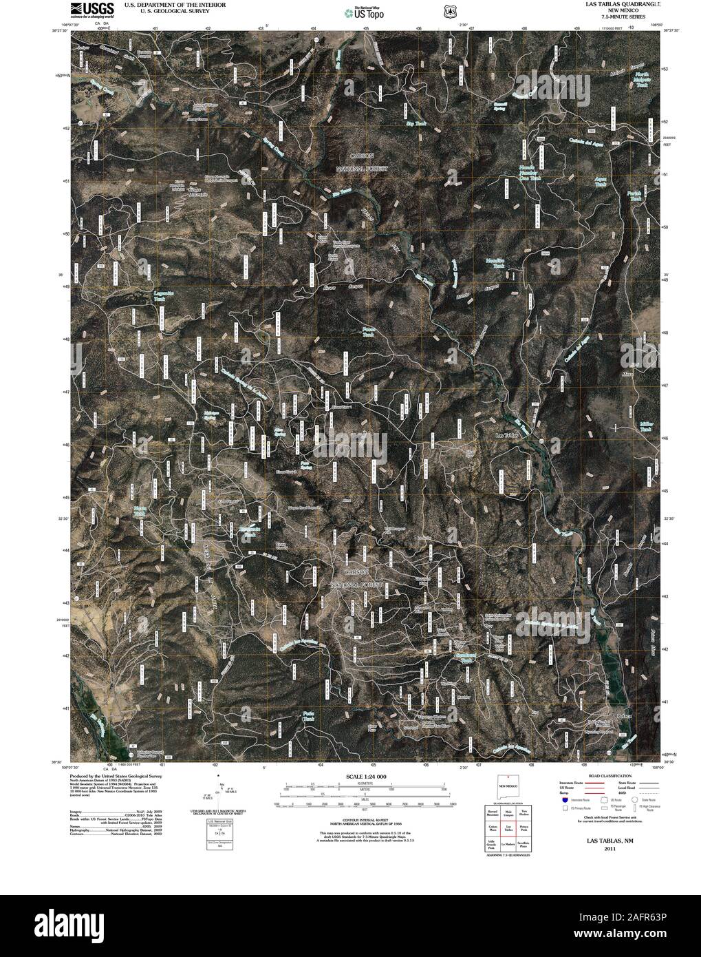USGS TOPO Map New Mexico NM Las Tablas 20110307 TM Restoration Stock ...