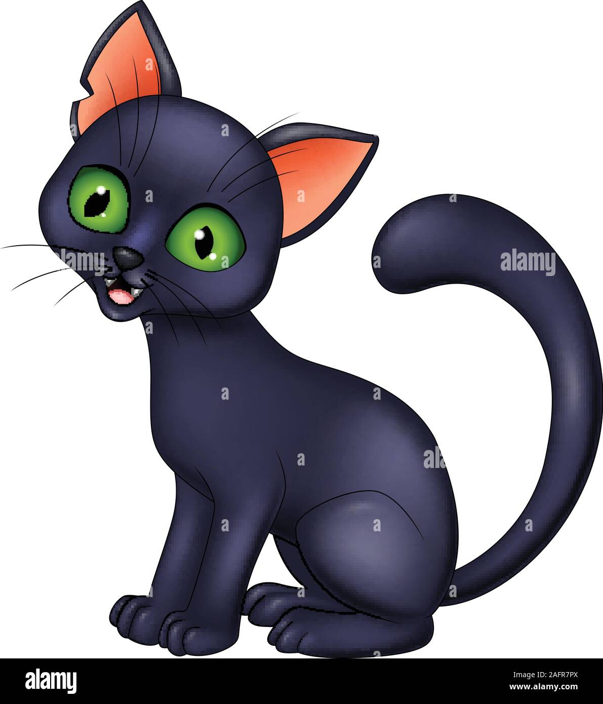 Cartoon black cat isolated on white background Stock Vector Image & Art ...