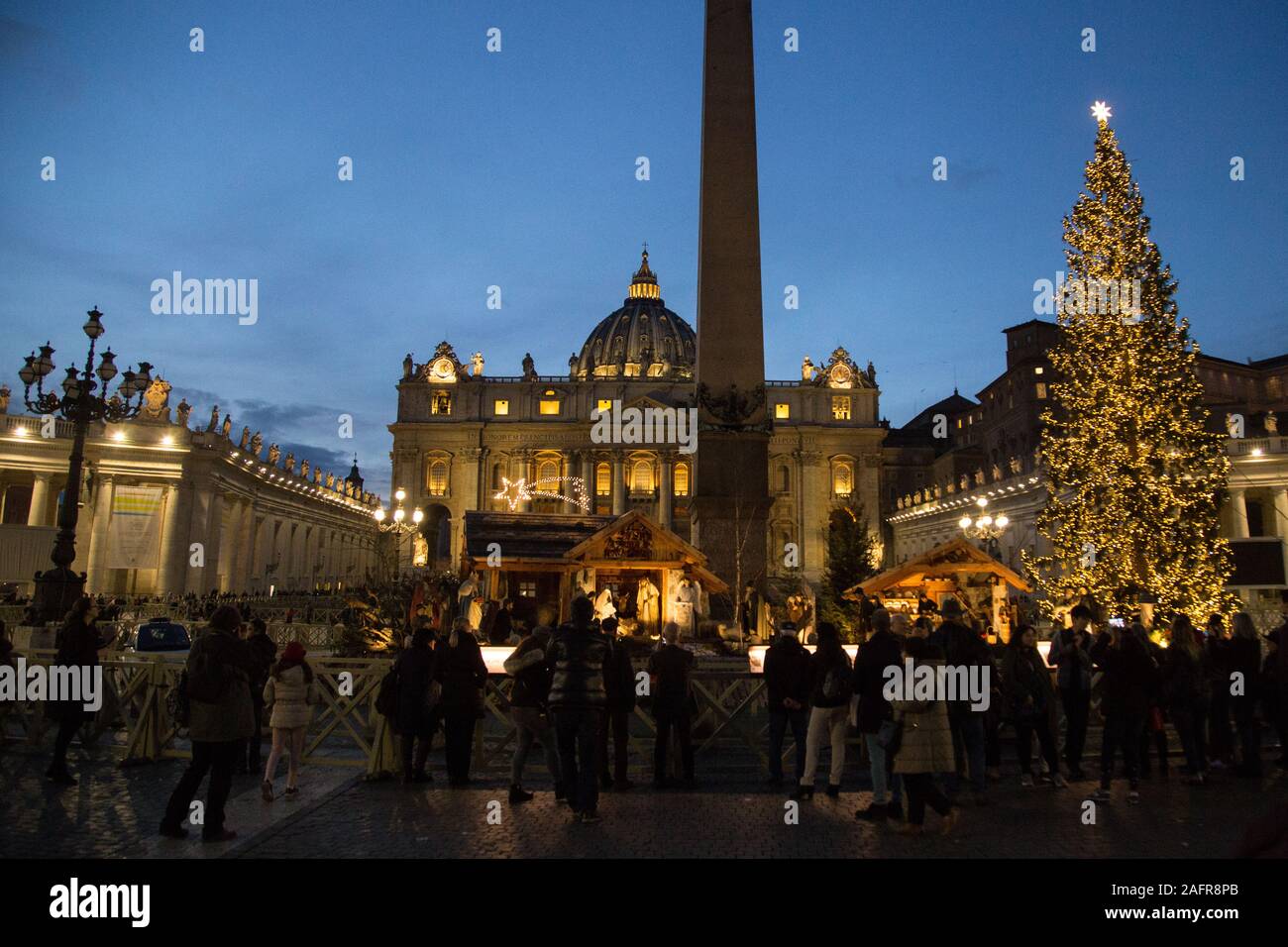 Roma, Italy. 16th Dec, 2019. Nativity scene and Christmas tree seen at ...