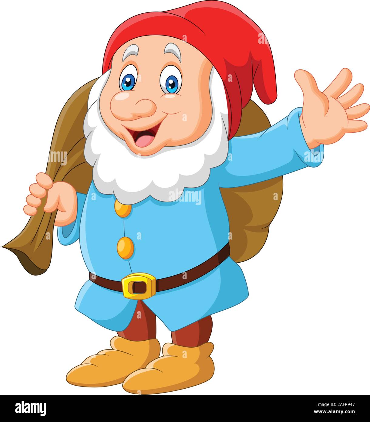 Cartoon happy dwarf carrying sack Stock Vector Image & Art - Alamy