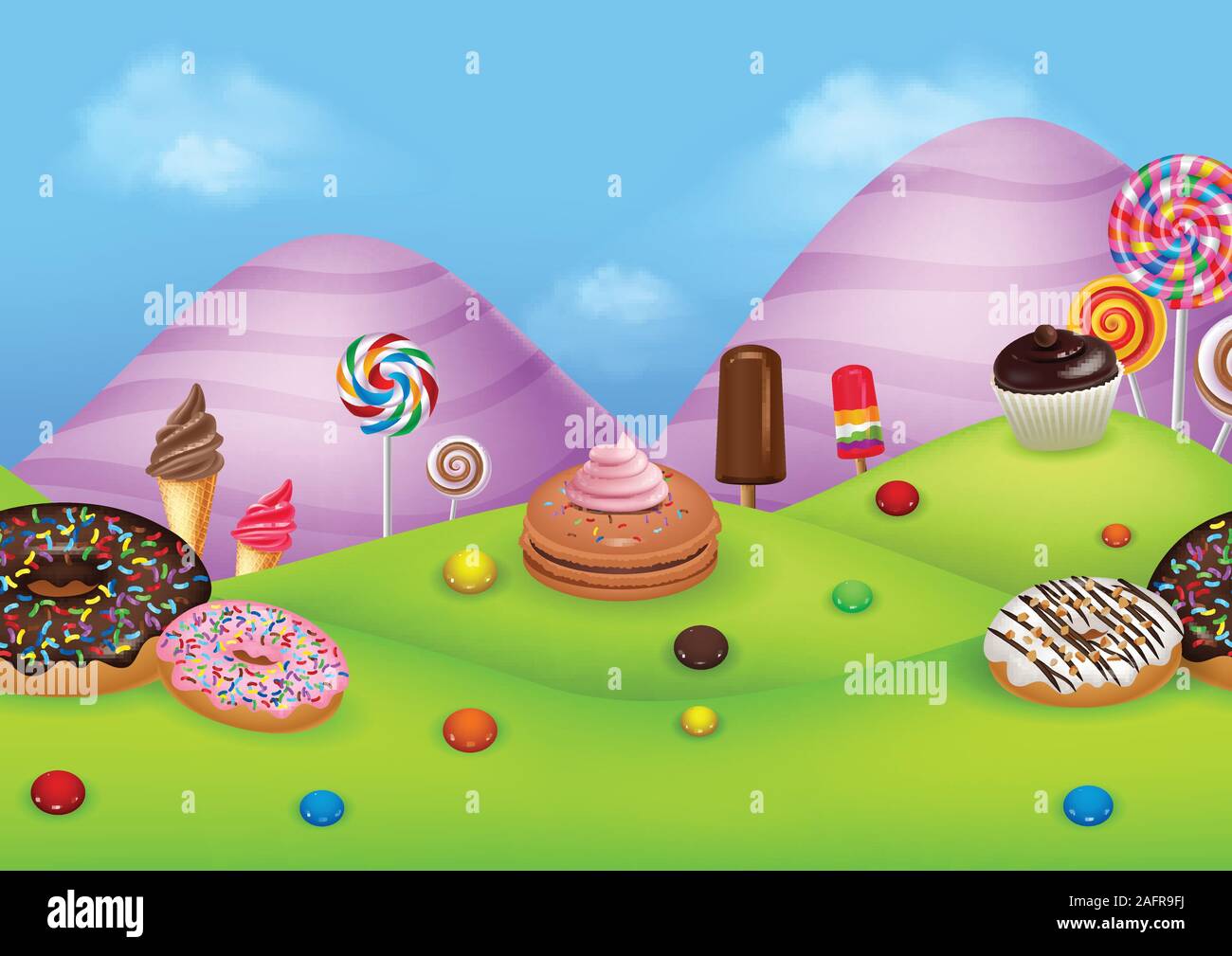 Fantasy candyland with dessrts and sweets Stock Vector Image & Art - Alamy