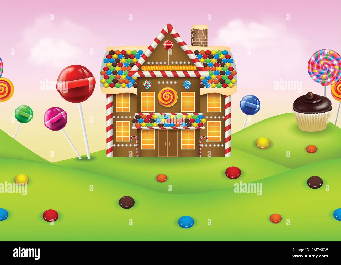 Fantasy candyland with gingerbread Stock Vector Image & Art - Alamy
