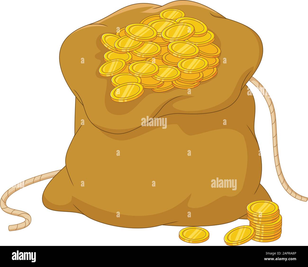 Cartoon bag of coins isolated on a white background Stock Vector Image ...