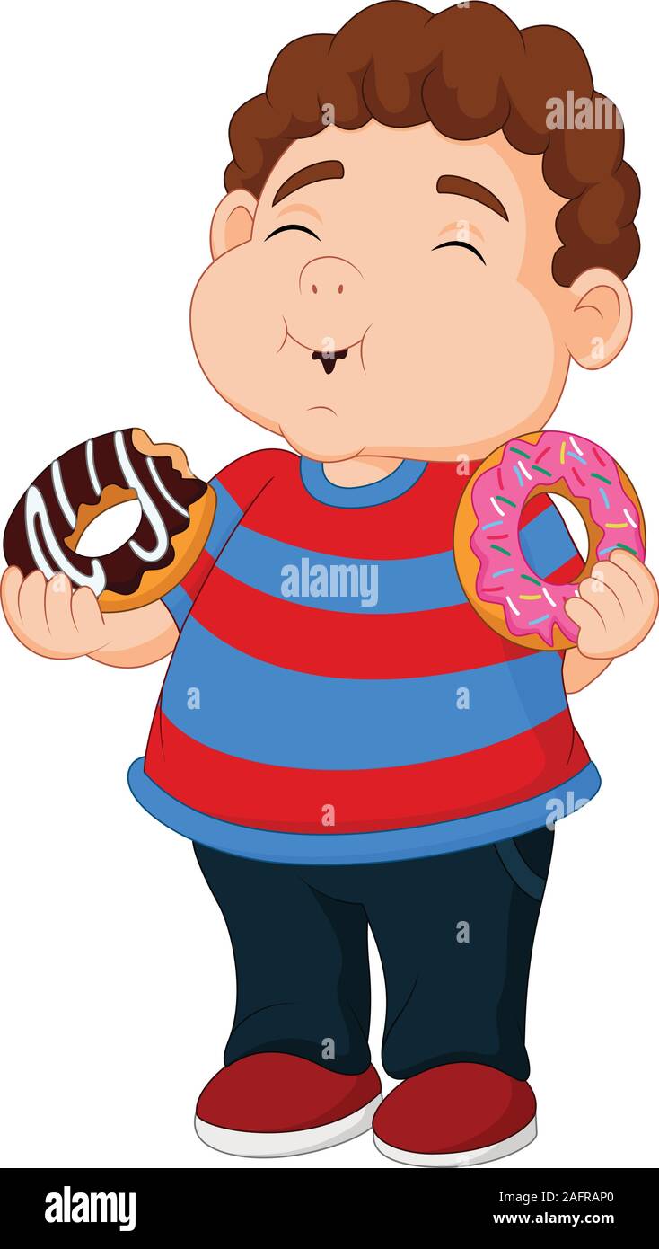Cartoon boy eating donuts Stock Vector Image & Art - Alamy