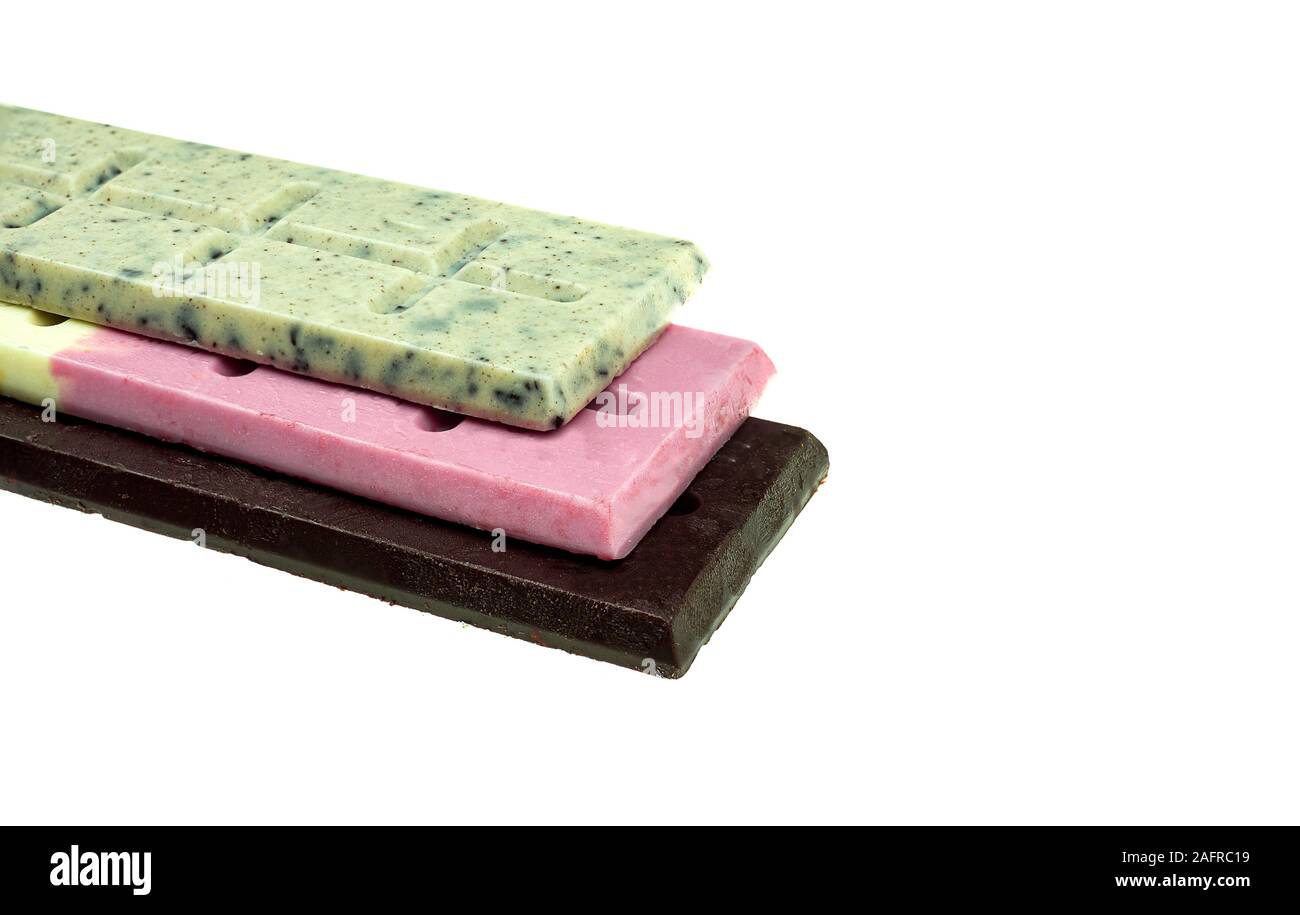 Chocolate pieces and bar on white background, Pictures of chocolate ...