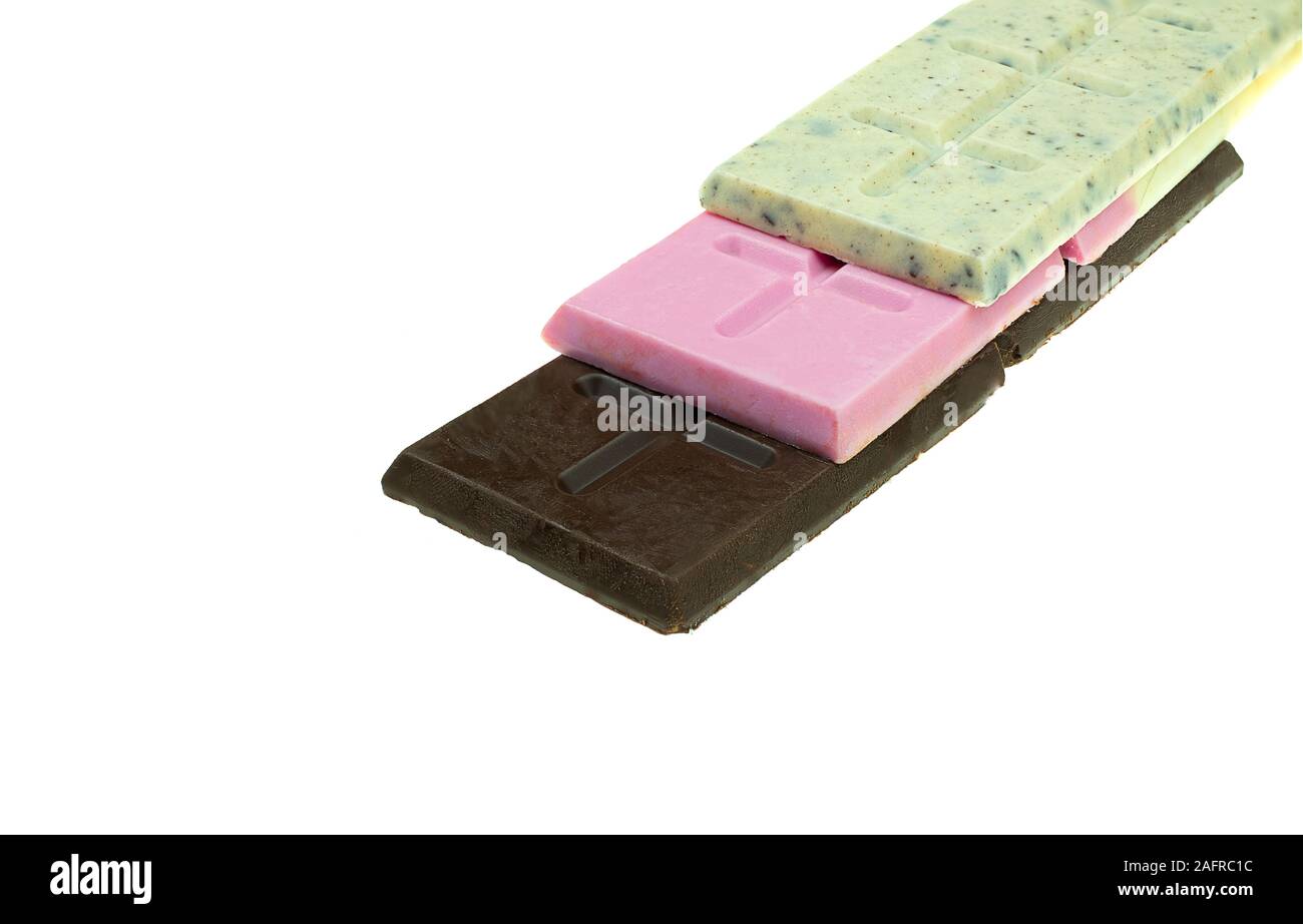 Chocolate pieces and bar on white background, Pictures of chocolate ...