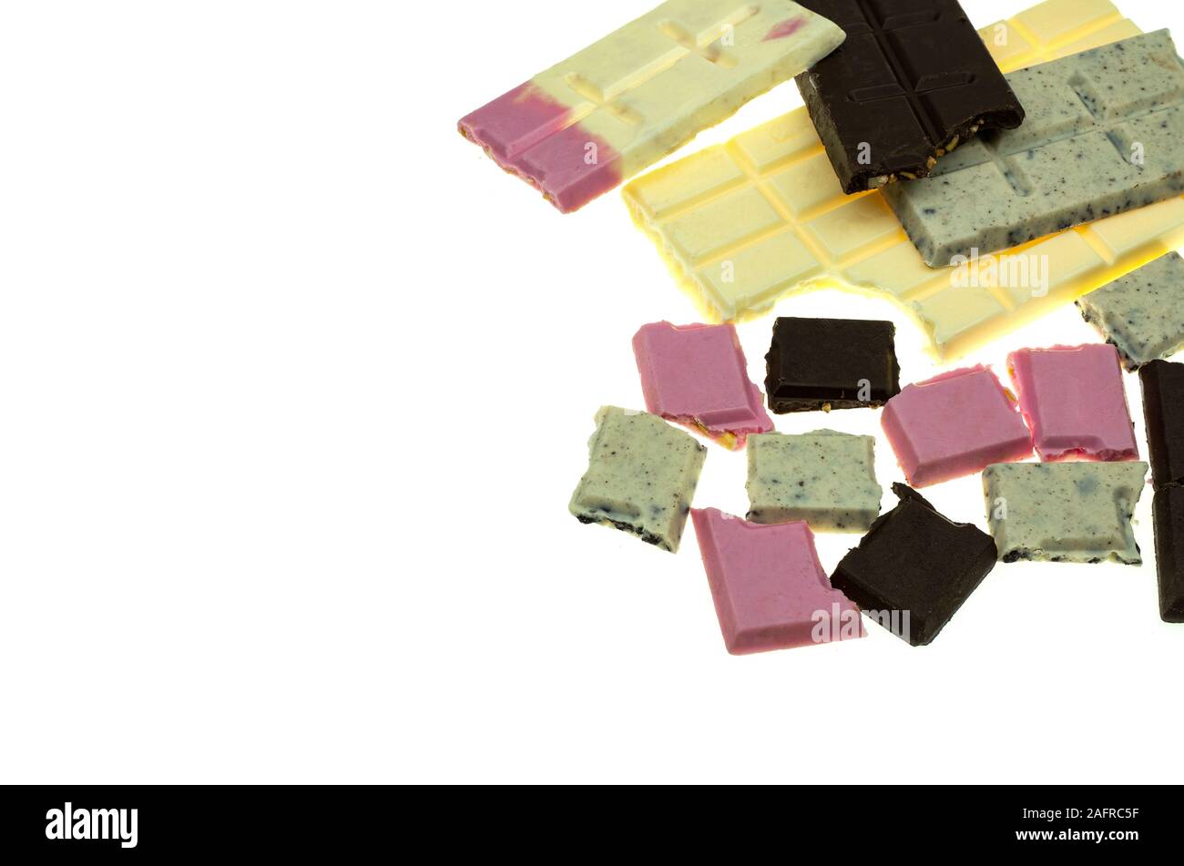 Chocolate pieces and bar on white background, Pictures of chocolate ...