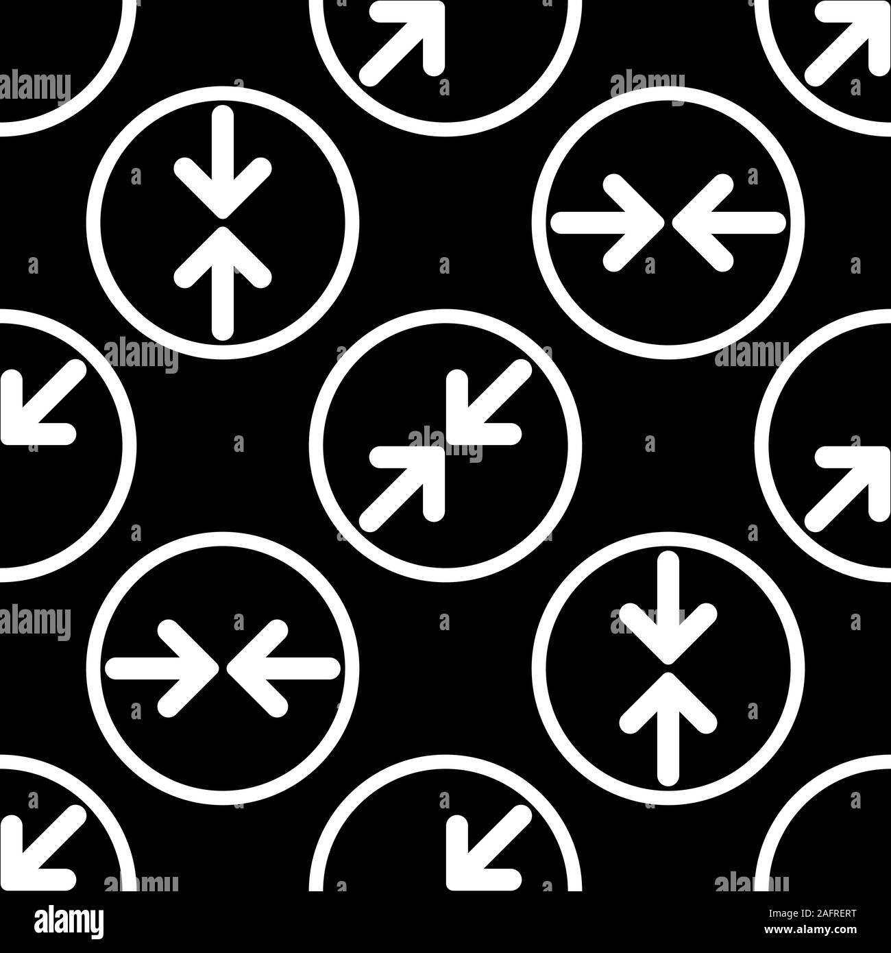 White Arrow icon isolated seamless pattern on black background ...