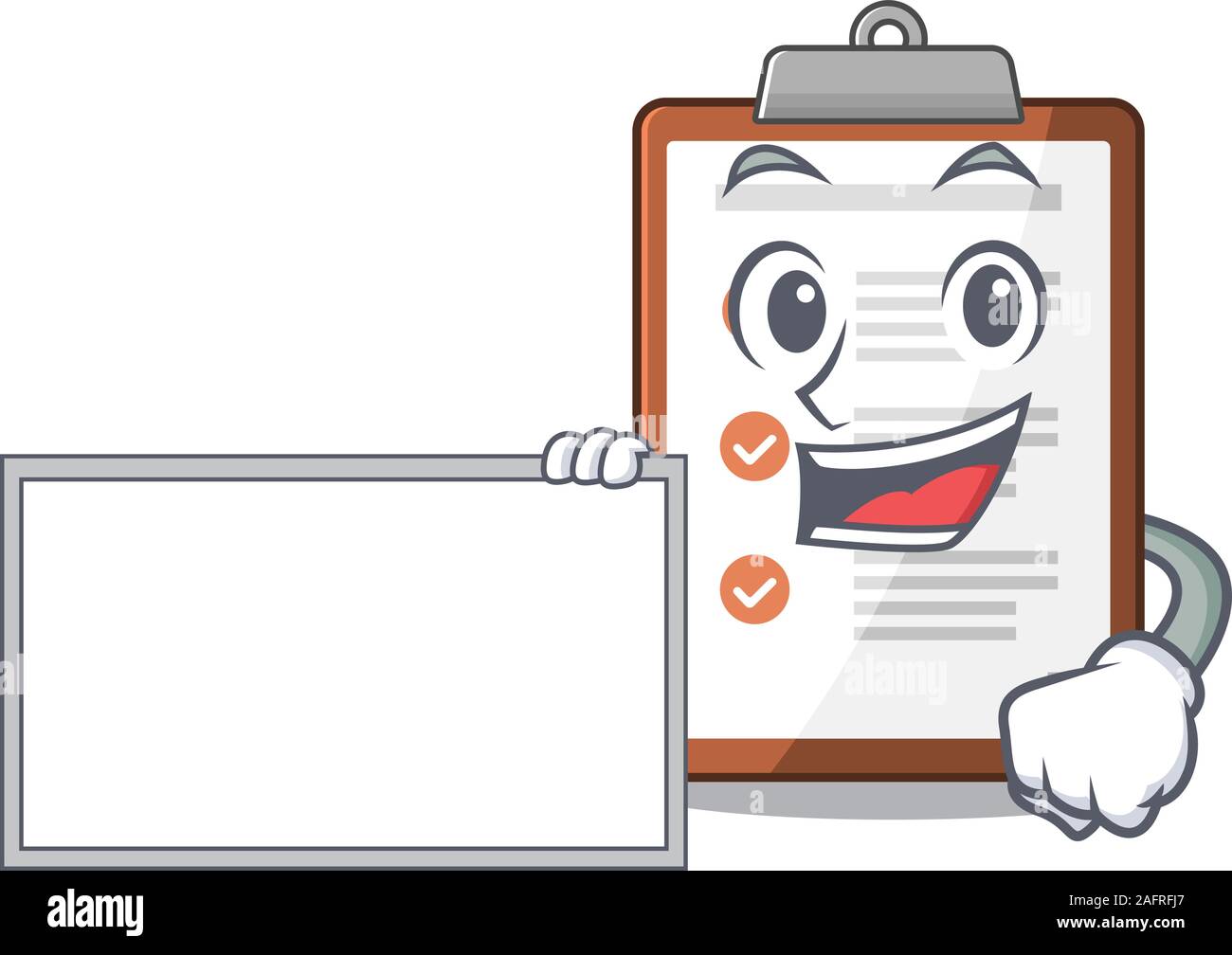 Clipboard Scroll with board cartoon mascot design style Stock Vector ...
