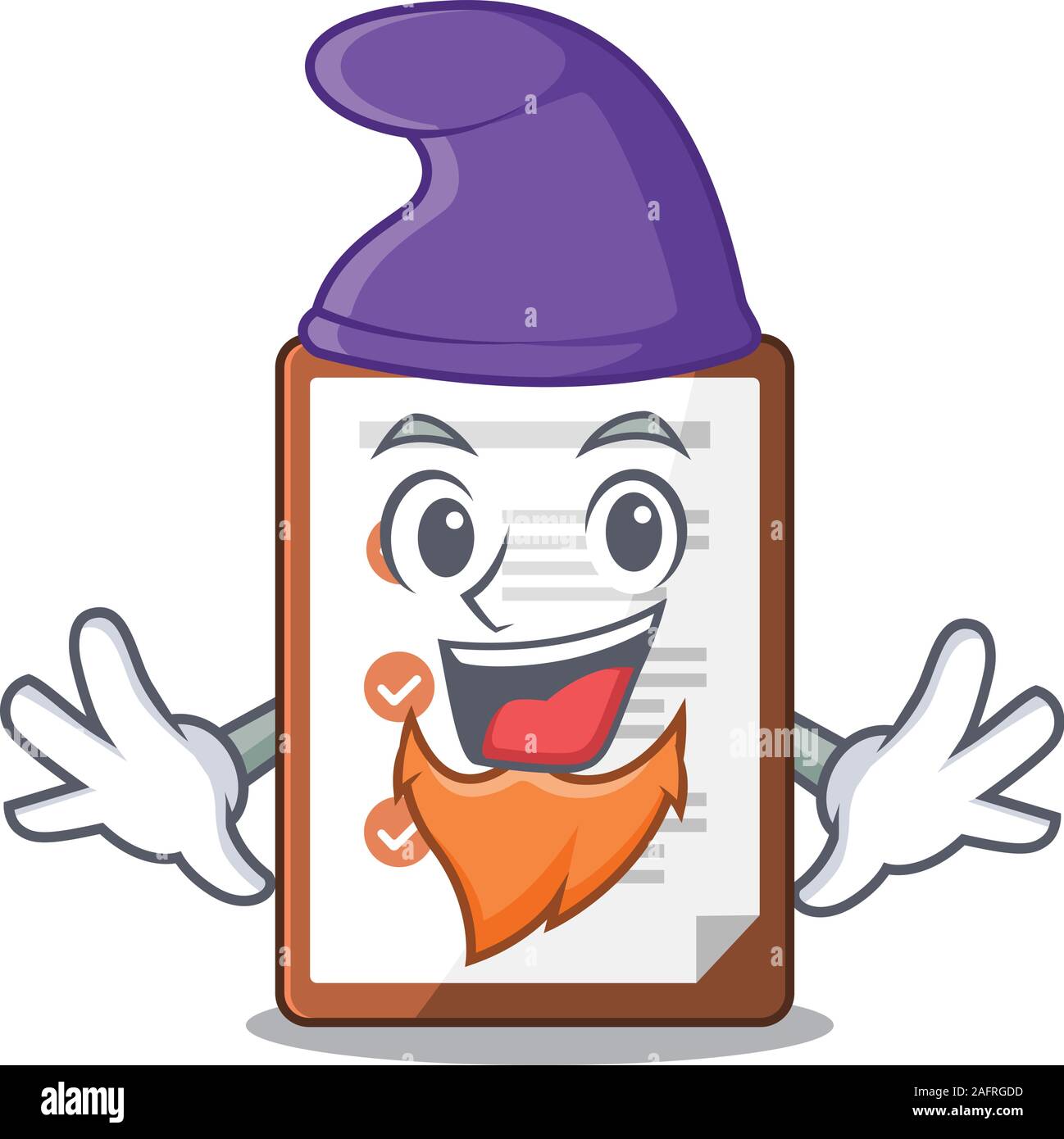 An icon of clipboard Scroll cartoon character dressed as an Elf Stock ...